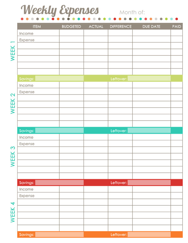 Home Finance Printables The Harmonized House Project Worldlabel Blog